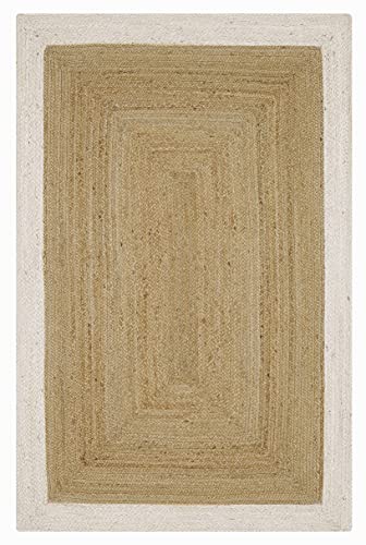 Fab Habitat Essentials Braided Area Rug - Ivory - Handwoven, Natural Fiber, Soft Underfoot - Natural Jute - Bedroom, Living Room, Dining Room - 4x6 ft