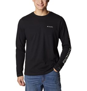 columbia men's thistletown hills long sleeve logo tee, black, medium