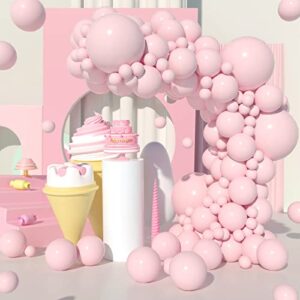 ponamfo pink balloon arch kit - 100pcs 18"+12"+5" pastel light pink balloons different size as birthday balloons gender reveal balloons baby shower balloons wedding anniversary bridal shower party