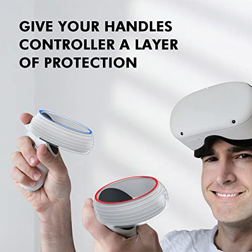 AMVR Halo Controller Protector Accessories for Meta/Oculus Quest 2, Transparent Silicone VR Controller Protector Ring, No Impact on Tracking,Easy to Attach, Soft and Protective Halo Anti-Bumping Cover