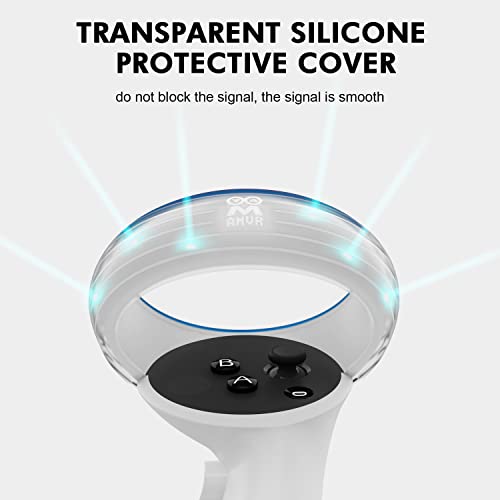 AMVR Halo Controller Protector Accessories for Meta/Oculus Quest 2, Transparent Silicone VR Controller Protector Ring, No Impact on Tracking,Easy to Attach, Soft and Protective Halo Anti-Bumping Cover