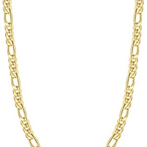 ewlpire Gold Chain for Men and Women Boys, 5.5mm Gold Chain Men's Figaro Chain Necklaces, 14k Gold Plated Mens Chain Necklace, 18 inch