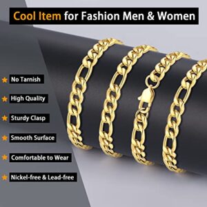 ewlpire Gold Chain for Men and Women Boys, 5.5mm Gold Chain Men's Figaro Chain Necklaces, 14k Gold Plated Mens Chain Necklace, 18 inch