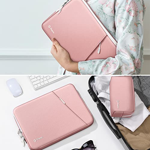 FINPAC Laptop Sleeve with Accessory Pouch for MacBook Pro 14-inch M2/M1 2023-2021, 13'' MacBook Air 2022-2018, MacBook Pro 13 2022-2016, Protective Case with Tech Bag for Dell, HP, Surface (Baby Pink)