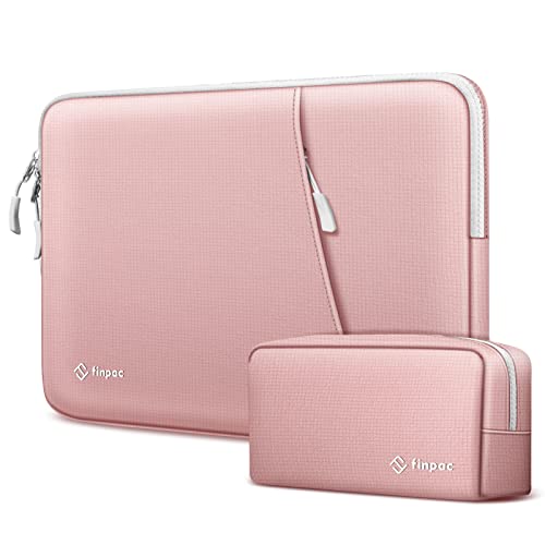 FINPAC Laptop Sleeve with Accessory Pouch for MacBook Pro 14-inch M2/M1 2023-2021, 13'' MacBook Air 2022-2018, MacBook Pro 13 2022-2016, Protective Case with Tech Bag for Dell, HP, Surface (Baby Pink)