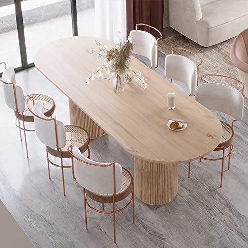 BAYCHEER Round Wood Color Dining Table Pine Solid Wood Table Modern with Double Pedestal - 70.9" L x 31.5" W x 29.5" H (Table Only)