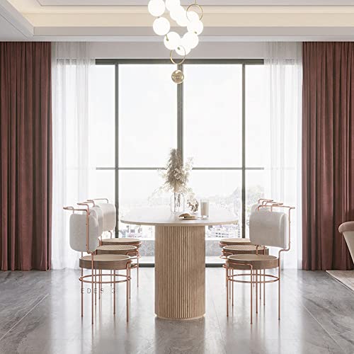 BAYCHEER Round Wood Color Dining Table Pine Solid Wood Table Modern with Double Pedestal - 70.9" L x 31.5" W x 29.5" H (Table Only)