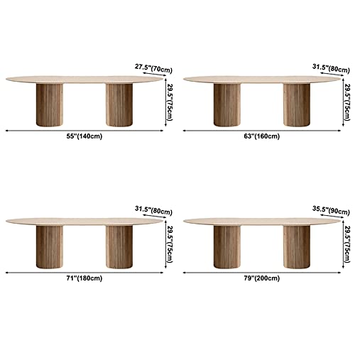 BAYCHEER Round Wood Color Dining Table Pine Solid Wood Table Modern with Double Pedestal - 70.9" L x 31.5" W x 29.5" H (Table Only)