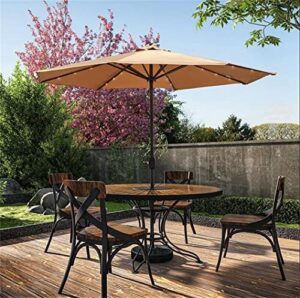 zjdu 9 ft solar led patio umbrella,garden patio parasol,led lighted outdoor table market umbrella, with push button tilt,for garden, lawn, deck, backyard & pool,gray brown