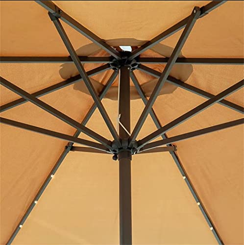 ZJDU 9 Ft Solar LED Patio Umbrella,Garden Patio Parasol,LED Lighted Outdoor Table Market Umbrella, with Push Button Tilt,for Garden, Lawn, Deck, Backyard & Pool,Gray Brown