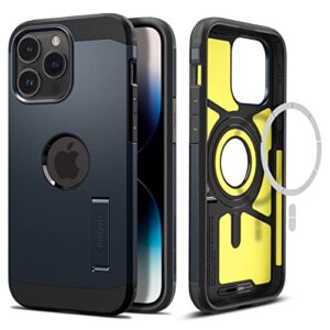 spigen tough armor (magfit) compatible with magsafe designed for iphone 14 pro case (2022) - metal slate