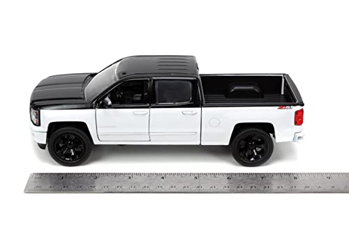 Jada Toys Just Trucks 1:24 2014 Chevy Silverado Z-71 Die-cast Car Black/White with Tire Rack, Toys for Kids and Adults