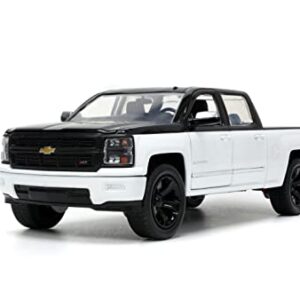 Jada Toys Just Trucks 1:24 2014 Chevy Silverado Z-71 Die-cast Car Black/White with Tire Rack, Toys for Kids and Adults