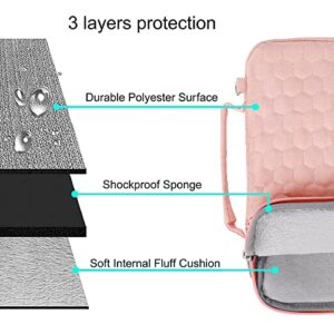 MOSISO Laptop Sleeve Compatible with MacBook Air/Pro, 13-13.3 inch Notebook,Compatible with MacBook Pro 14 inch 2023-2021 A2779 M2 A2442 M1, Hexagon Vertical Bag with Small Case&Side Handle&Belt, Pink