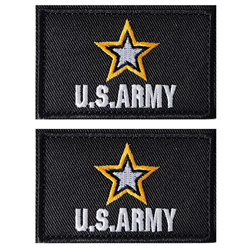 Harsgs 2PCS US Army Patches, Hook & Loop American Amry Tactical Patch Full Embroidery Military Badge Patch for Caps Bags Vests Military Uniforms