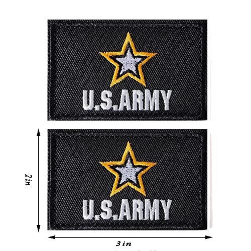 Harsgs 2PCS US Army Patches, Hook & Loop American Amry Tactical Patch Full Embroidery Military Badge Patch for Caps Bags Vests Military Uniforms