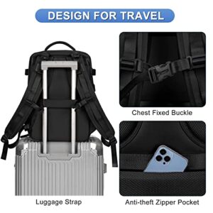 Travel Women Men Carry On Backpack Flight Approved Waterproof Sports Luggage Casual Daypack Small Hiking Backpack Black