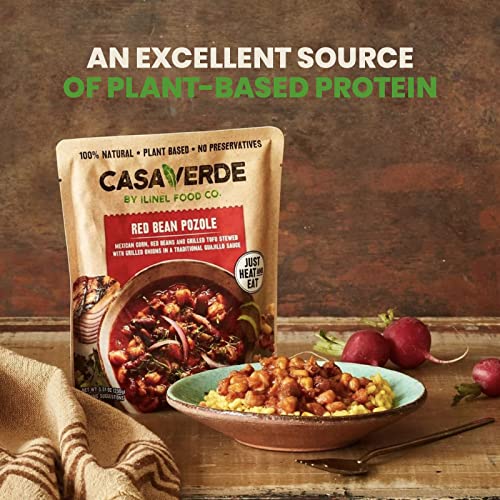 Casa Verde | Red Bean Pozole, 100% Natural food, Pack of 6, Real taste with mild red peppers | 100% vegan & Non-GMO, Plant based, No preservatives