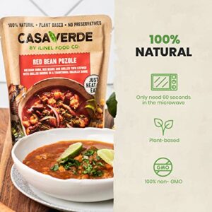 Casa Verde | Red Bean Pozole, 100% Natural food, Pack of 6, Real taste with mild red peppers | 100% vegan & Non-GMO, Plant based, No preservatives