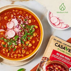 Casa Verde | Red Bean Pozole, 100% Natural food, Pack of 6, Real taste with mild red peppers | 100% vegan & Non-GMO, Plant based, No preservatives