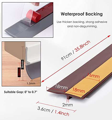 Self Adhesive Door Draft Stopper, Strong Door Sweep for Exterior & Interior Doors, Door Bottom Seal Strip for Reduction Soundproof, Brown