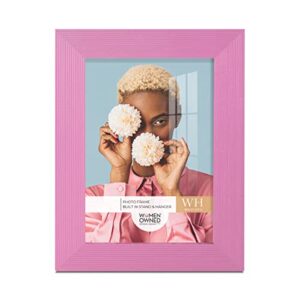 Renditions Gallery 3.5x5 inch Picture Frame Modern Style Wood Pattern and High Definition Glass Ready for Wall and Tabletop Photo Display, Pink Frame