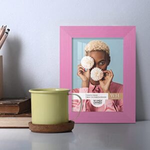 Renditions Gallery 3.5x5 inch Picture Frame Modern Style Wood Pattern and High Definition Glass Ready for Wall and Tabletop Photo Display, Pink Frame