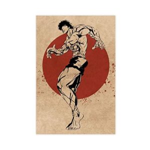 yyuu gurappura baki poster baki hanma poster baki poster (16) canvas poster posters for room aesthetic art poster print poster 24x36inch(60x90cm) unframe-style