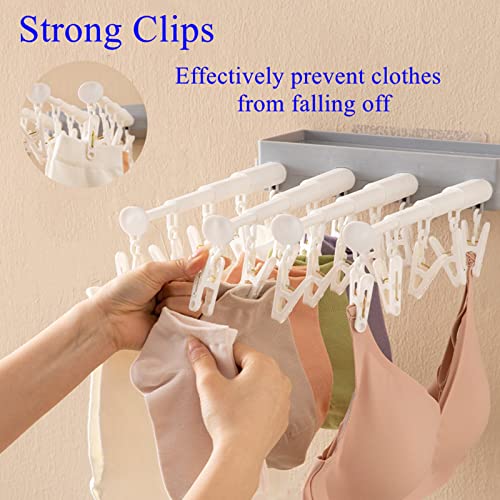 Cuzlarmul Clothes Drying Rack Wall Mount, 20 Clips Hole-Free Hidden Retractable Clothes Drying Rack Folding Indoor, Laundry Clothes Drying Rack Suitable for Drying Socks, Towels, Underwear, White