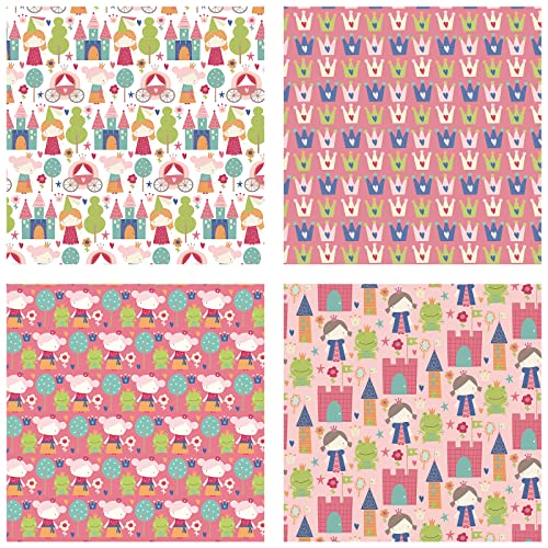 LDGOOAEL Birthday Wrapping Paper for Girls Kids - 4 Style Pink Red Girls Cute Hats house Patterns Gift Wrap for Birthday Summer Back To School - 19.6 inch X 27.5 inch Per Sheet…