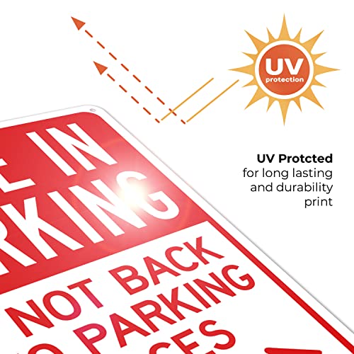 Nose In Parking Do Not Back Into Parking Spaces With Bidirectional Arrow Sign, 10x14 Inches, Rust Free .040 Aluminum, Fade Resistant, Made in USA by Sigo Signs