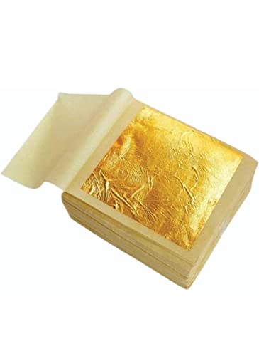 24k Edible Gold Leaves 50X75 MM 10 Sheets of Gold Varak Vark For Decoration Cakes Sweets Preparations Foods Jain Temple Ayurvedic Medicine Anti Aging Spa Body Therapy Nails Arts