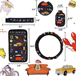 12PCS Friends Car Accessories Set,Friends TV Show Merchandise,Friends Car Seat Cover,Friends Steering Wheel Cover,Universal for Auto Truck Van SUV