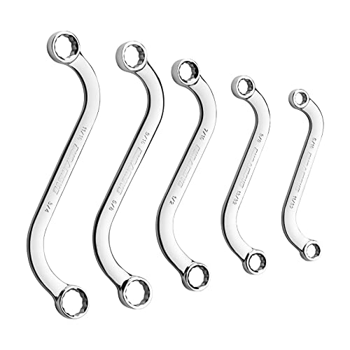 DURAMOVE SAE 5-Piece S-Style Box Wrench Set,5/16 to 3/4 inch, Double 12-Point Box Ends, CR-V,for vehicle repairing, machinery and household