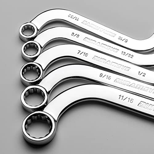 DURAMOVE SAE 5-Piece S-Style Box Wrench Set,5/16 to 3/4 inch, Double 12-Point Box Ends, CR-V,for vehicle repairing, machinery and household