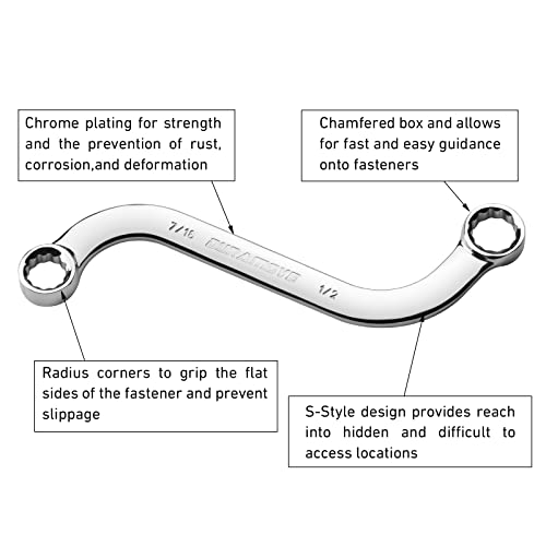 DURAMOVE SAE 5-Piece S-Style Box Wrench Set,5/16 to 3/4 inch, Double 12-Point Box Ends, CR-V,for vehicle repairing, machinery and household