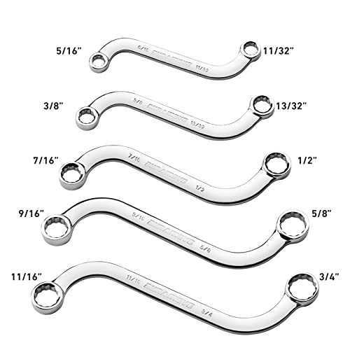 DURAMOVE SAE 5-Piece S-Style Box Wrench Set,5/16 to 3/4 inch, Double 12-Point Box Ends, CR-V,for vehicle repairing, machinery and household