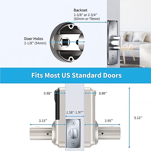 Signstek Keyless Entry Door Lock,Digital Smart Door Lock for Front Door,Keypad Door Lock with Handle and Security Key,Touchscreen,Easy Installation,Satin Nickel