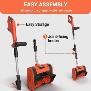 VOLTASK Cordless Snow Shovel, 20V | 10-Inch | 4-Ah Cordless Snow Blower, Battery Snow Blower with Adjustable Front Handle (4-Ah Battery & Quick Charger Included), SS-20C