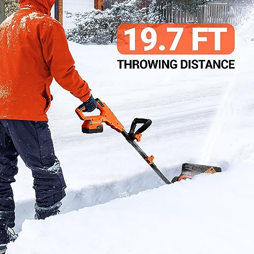 VOLTASK Cordless Snow Shovel, 20V | 12-Inch | 4-Ah Cordless Snow Blower, Battery Snow Blower with Directional Plate & Adjustable Front Handle (4-Ah Battery & Quick Charger Included), SS-20B