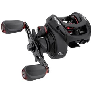 kastking brutus baitcasting fishing reel, graphite frame, 7.2:1 gear ratio, 5+1 shielded stainless-steel ball bearings,10 button magnetic braking system, 17.6lb carbon fiber drag, right hand