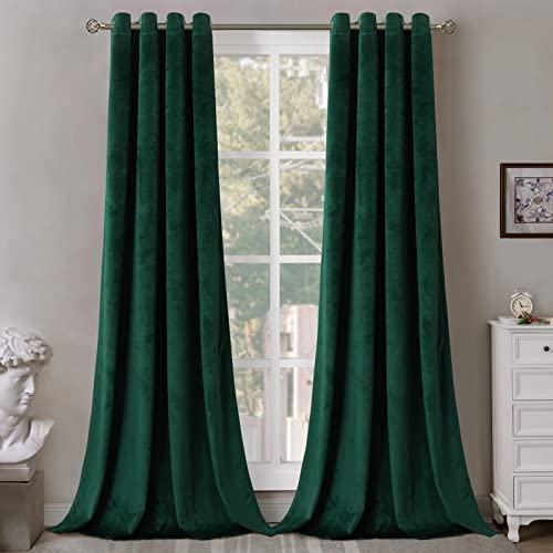 BGment Emerald Green Velvet Curtains 84 Inches for Bedroom, Thermal Insulated Room Darkening Curtains Soft Privacy Grommet Luxury Curtains for Living Room, Emerald Green, 52 x 84 Inch, Set of 2 Panels