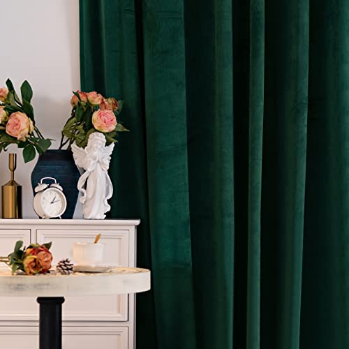 BGment Emerald Green Velvet Curtains 84 Inches for Bedroom, Thermal Insulated Room Darkening Curtains Soft Privacy Grommet Luxury Curtains for Living Room, Emerald Green, 52 x 84 Inch, Set of 2 Panels