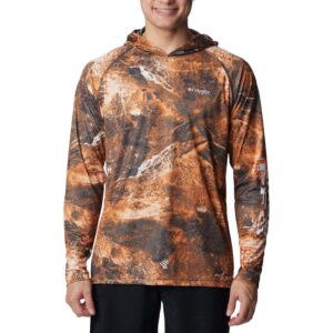 Columbia Men's Super Terminal Tackle Hoodie, Orange Blast Realtree Horizon, Medium