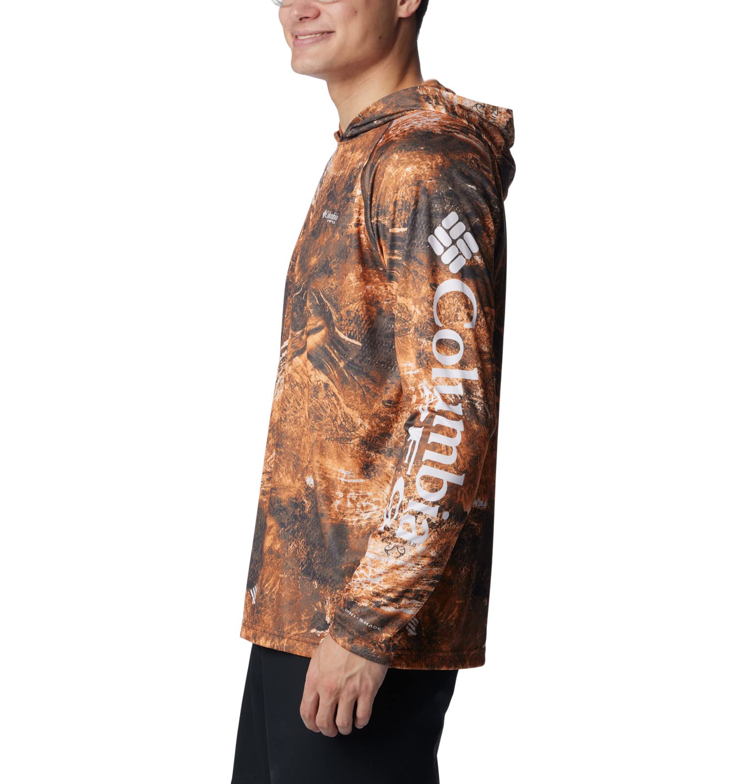 Columbia Men's Super Terminal Tackle Hoodie, Orange Blast Realtree Horizon, Medium