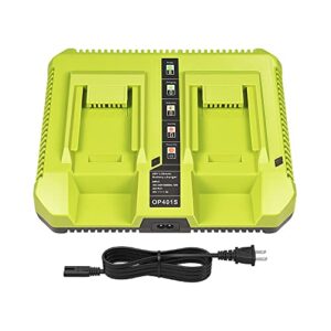 chaunven 40v charger for ryobi, op401 40 volt lithium ion battery dual charger for op4015 op4026 op4030 op4040 op4050 op4060 battery