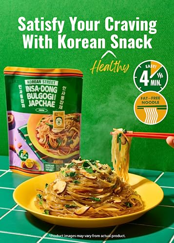 Korean Street Korean Food Japchae, Delicate Low calorie Glass Noodles - Irresistible Delight of Sweet & Savory Harmony (Sweet & Savory)