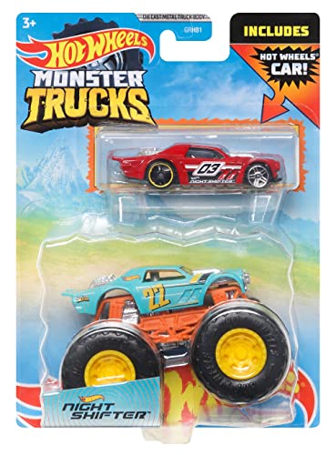 Hot Wheels Monster Trucks Night Shifter + Bonus Car 2021 Diecast 1:64 Scale Toy