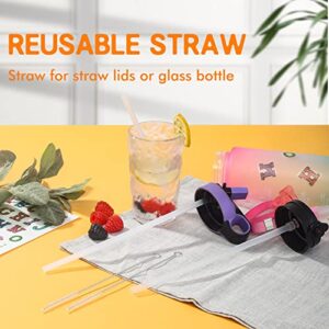 Miracredo 8 PCS Replacement Straws Compatible with Takeya, ThermoFlask, Hydro Flask Wide Mouth Straw Lid Water Bottles, BPA Free, Comes with 2 Cleaning Brushes and Stickers