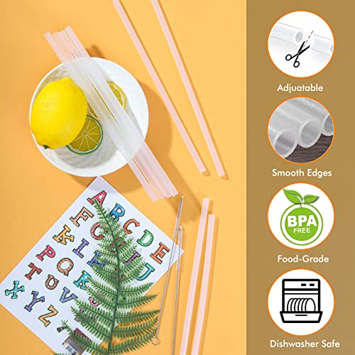 Miracredo 8 PCS Replacement Straws Compatible with Takeya, ThermoFlask, Hydro Flask Wide Mouth Straw Lid Water Bottles, BPA Free, Comes with 2 Cleaning Brushes and Stickers